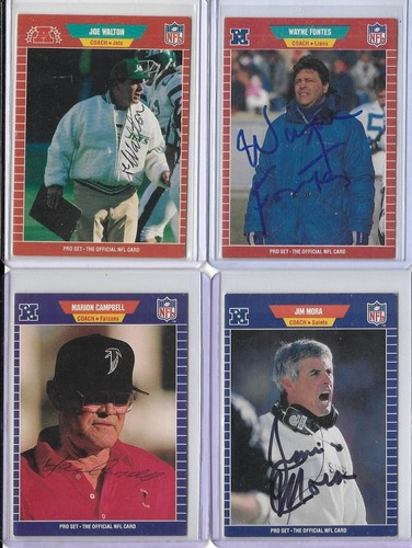 1989 Pro Set Autographed Coach Lot of 8 Cards Signed NFL Coaches Many ...