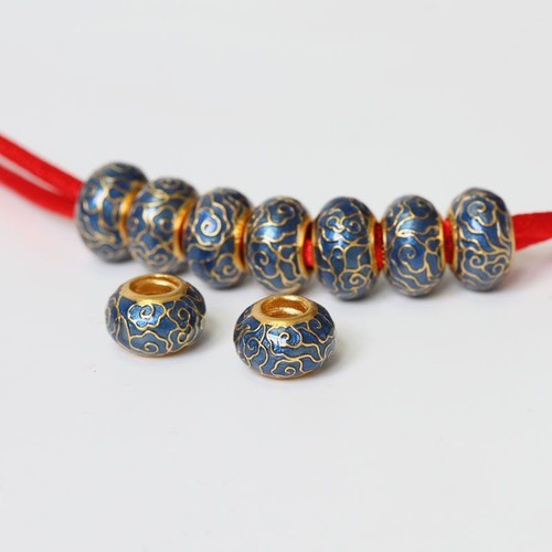 Enamel internal thread large hole cloud pattern separated beads ...