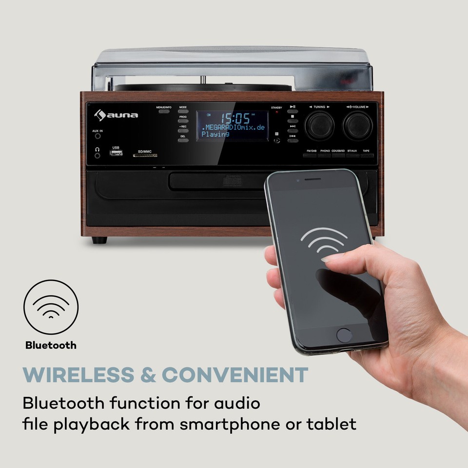 Stereo System Bluetooth CD Player DAB+ Radio Hifi Record Player ...