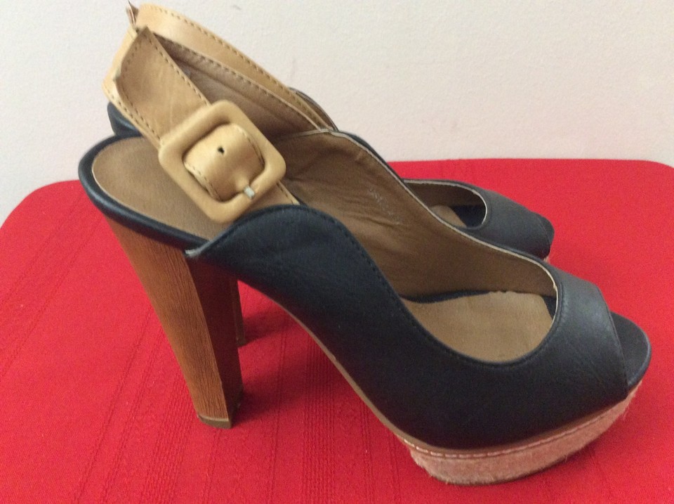 Basinger Womens Peep Toe Sling backs BlacK SANDALS Shoes SIZE EU 37 ...