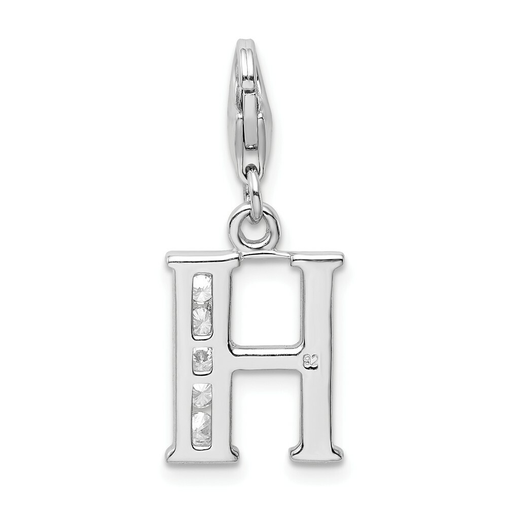 CZ Initial Letter H Charm .925 Sterling Silver Solid Click On Amore La ...