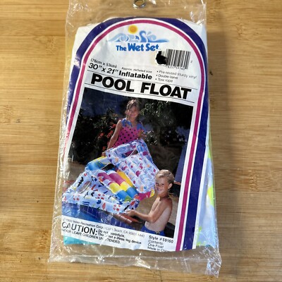 Vintage The Wet Set Inflatable Kid Size Pool Float NOS 1990 30" x 21 ...