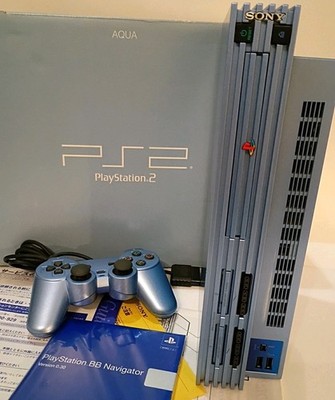 Sony PlayStation 2 PS2 Aqua Blue Console Box Set CIB Complete US SELLER ...