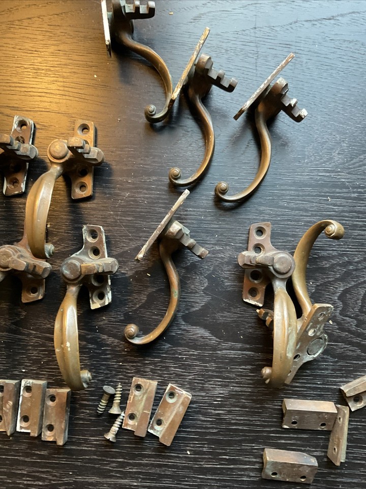 Antique solid brass 1930s window lock still pond mansion salvage rare ...