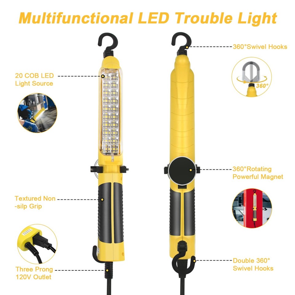 LED Trouble Light, Handheld Corded Work Lights with Strong Magnet ...