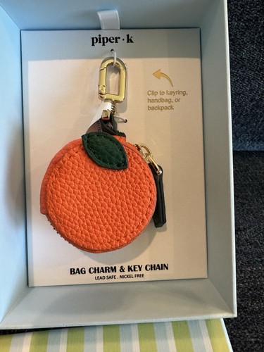 Piper K Viral Leather Orange Bag Charm/ Keychain | eBay