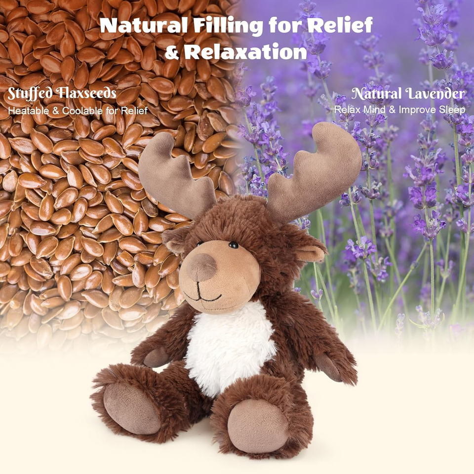 Heatable & Coolable Moose Stuffed Animal, Plushies Microwavable Heating ...