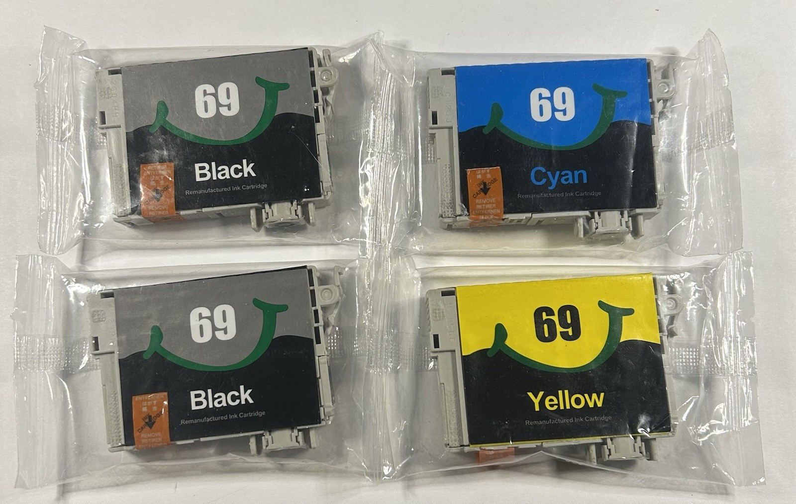 NEW Epson 69 Ink Cartridges Lot of 4: 2 Black, 1 Cyan, 1 Yellow - NEW ...