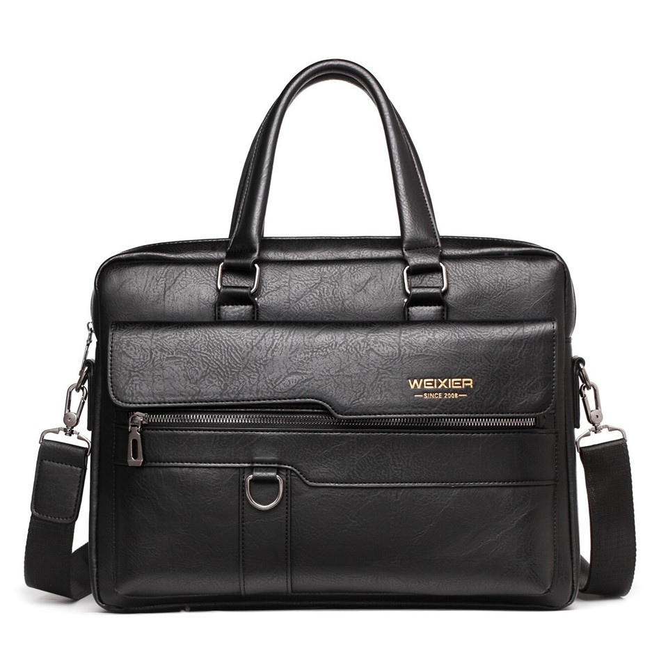 WEIXIER Casual PU Leather Shoulder Bags briefcase messenger bag For 14 ...