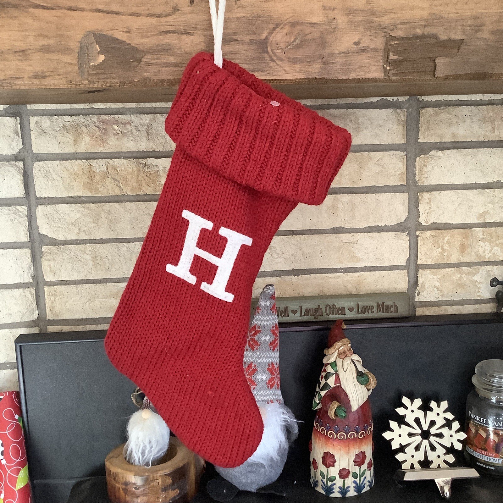 Target Wondershop Red Monogram Knit Christmas Stocking Initial H White ...