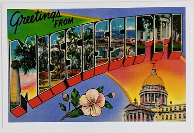 Mississippi Greetings From Large Letter Reproduction State Postcard ...