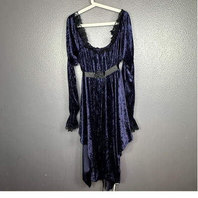 The Pyramid Collection Dark Purple Velvet Dress Handkerchief Hem Goth ...