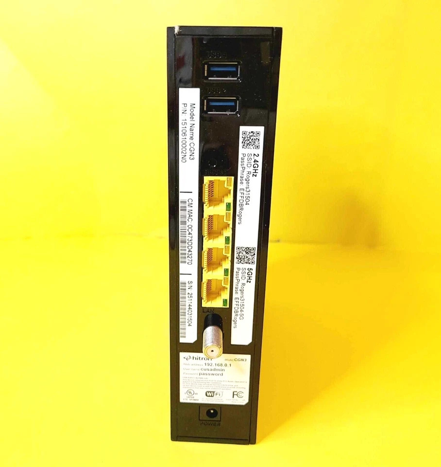 HITRON CGN3 DOCSIS ROGERS WIRELESS CABLE MODEM ROUTER GATEWAY WIFI ...