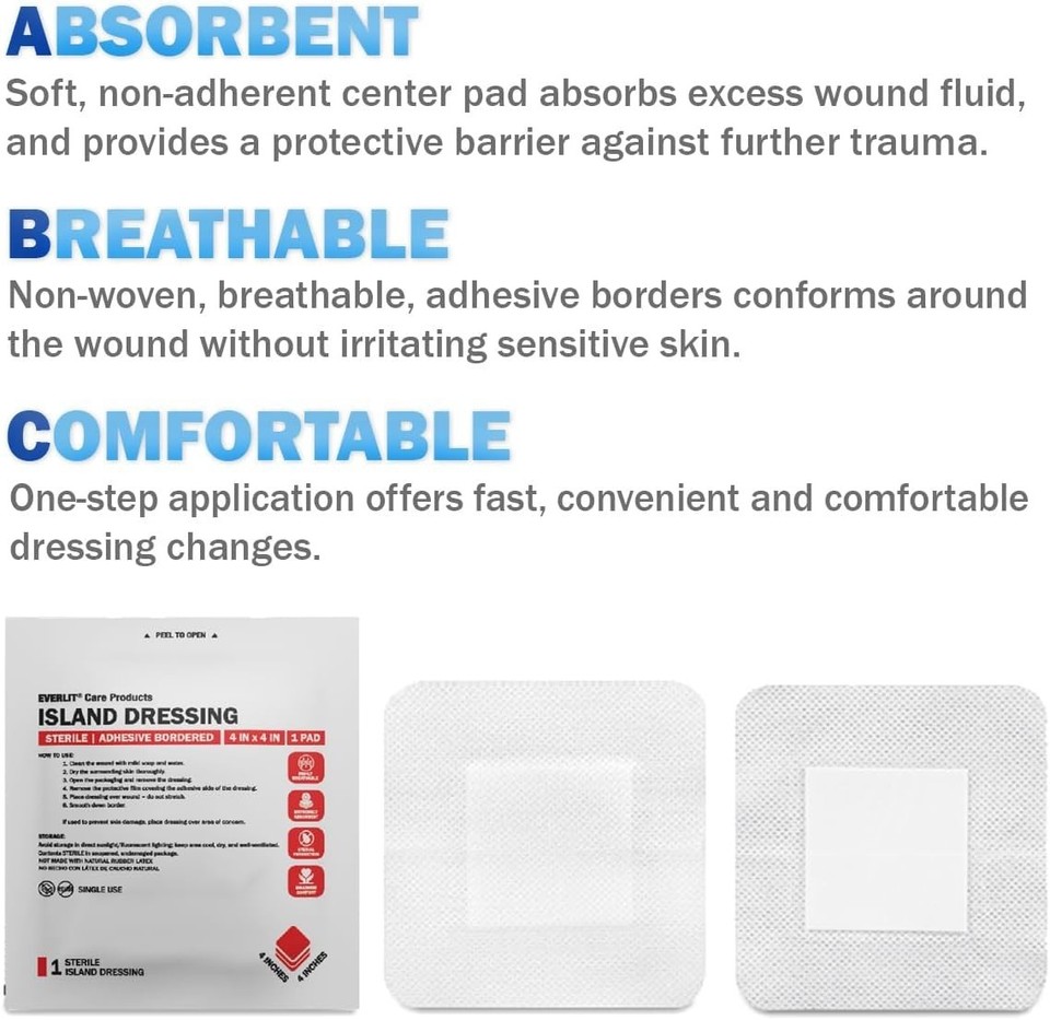 Large Wound Care Bandage with Adhesive Border, Sterile, | eBay