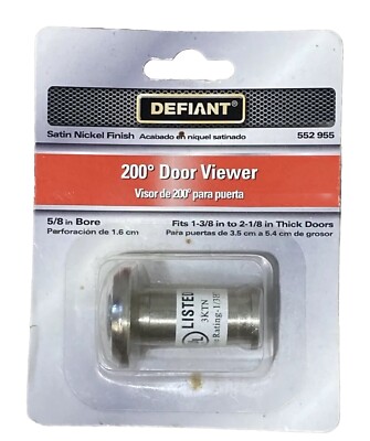 Defiant 200 Degree Door Viewer 5/8" Bore Satin Nickel Finish 552 955 ...