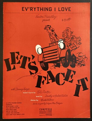 1941 COLE PORTER "LET'S FACE IT" WWII THEATRE SHEET MUSIC "EV'RYTHING I ...