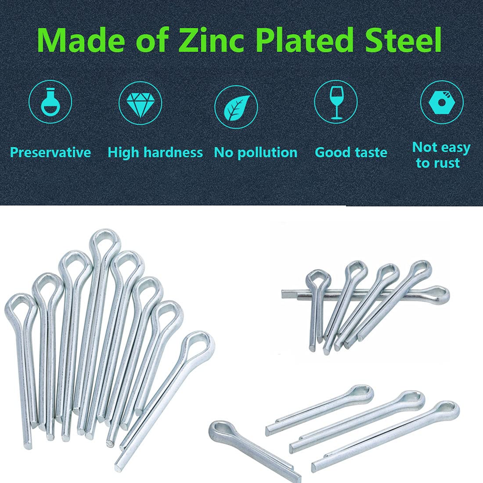 Cotter Pin Assortment Kit, 555Pcs Steel Cotter Pins Clip Key Fastner ...