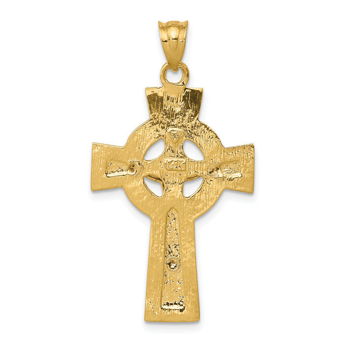 14K Solid Two Tone Gold Inri Heart Celtic Jesus Crucifix Cross Necklace ...