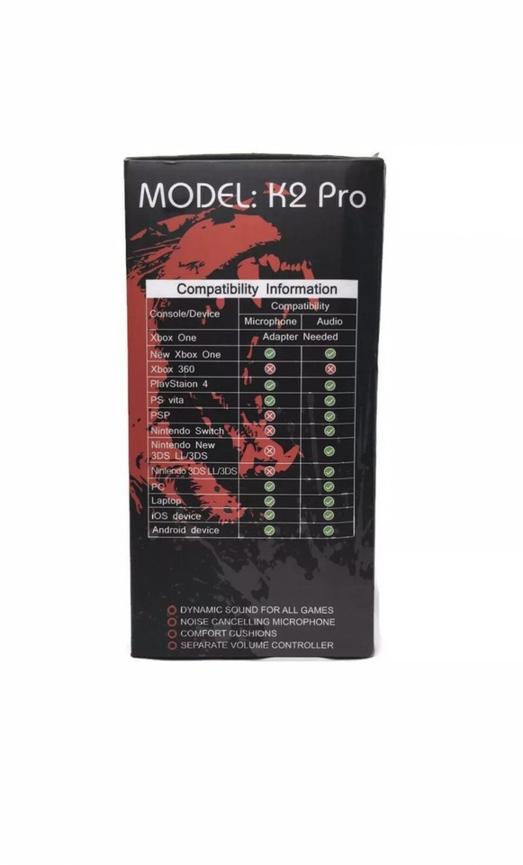 RUN MUS K2 Pro Gaming Headset WIRED with Dynamic Sound & Noise ...