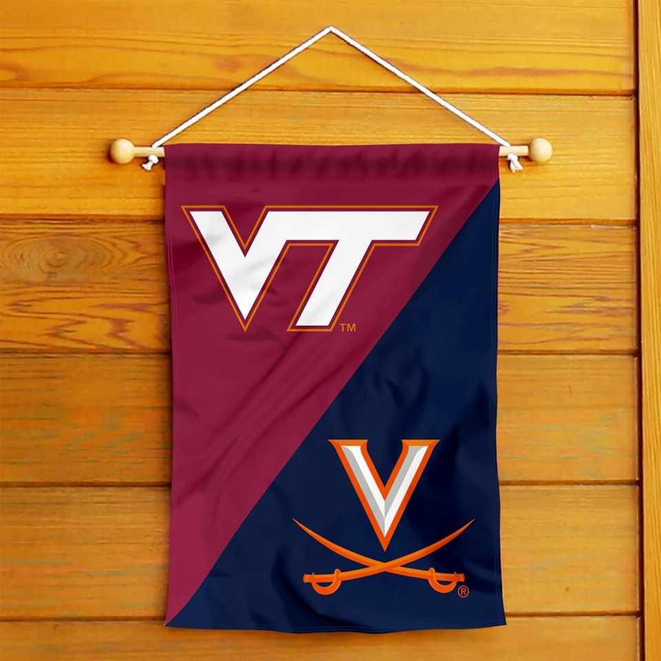 VA Tech Hokies vs UVA Cavaliers House Divided Garden Flag Yard Flag | eBay