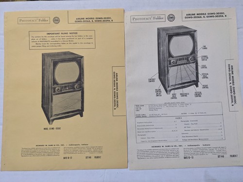 Vintage Roundie Television Airline Model 05WG-3030C Etc Sam's Photofact ...