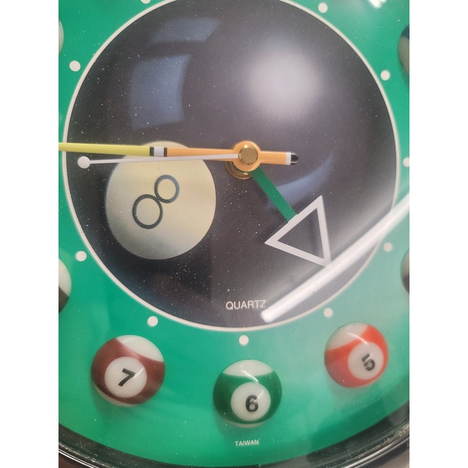 Vintage Teltime Billiard Ball Wall Clock Pool Table Decor Man Cave ...