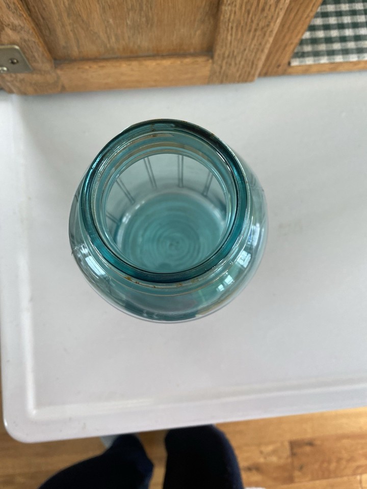 Blue Ball Perfect Mason 2 Qt/Half Gallon aqua blue stamped 100 | eBay