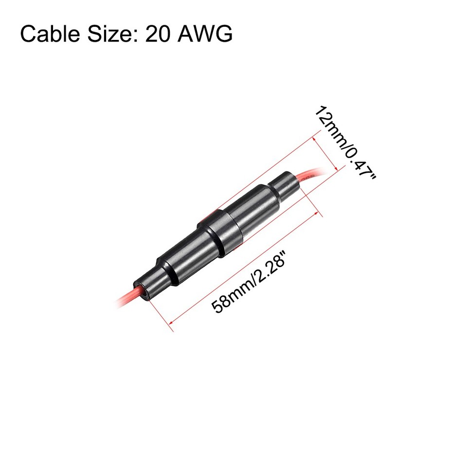 Inline Screw Type Fuse Holder 22 Gauge AWG 2Pcs for 6mm x 30mm Tube ...