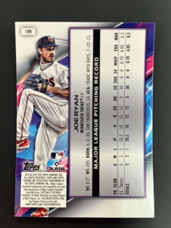 2022 Topps Cosmic Chrome JOE RYAN Rookie Card RC, Minnesota Twins 👀⚾️🔥 ...