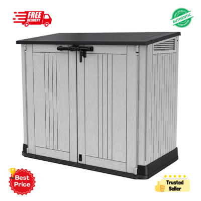 Keter 880L NOVA Waterproof Garden Storage Box Bike Tool Shed Bin ...