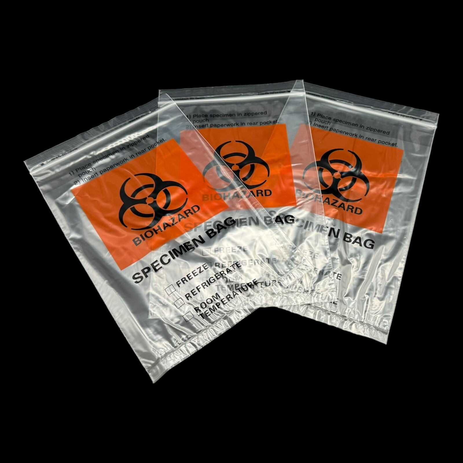 BIOHAZARD BAGS - 1000/Case - 6x9 ECONO-ZIP SPECIMEN TRANSPORT - CLEAR ...