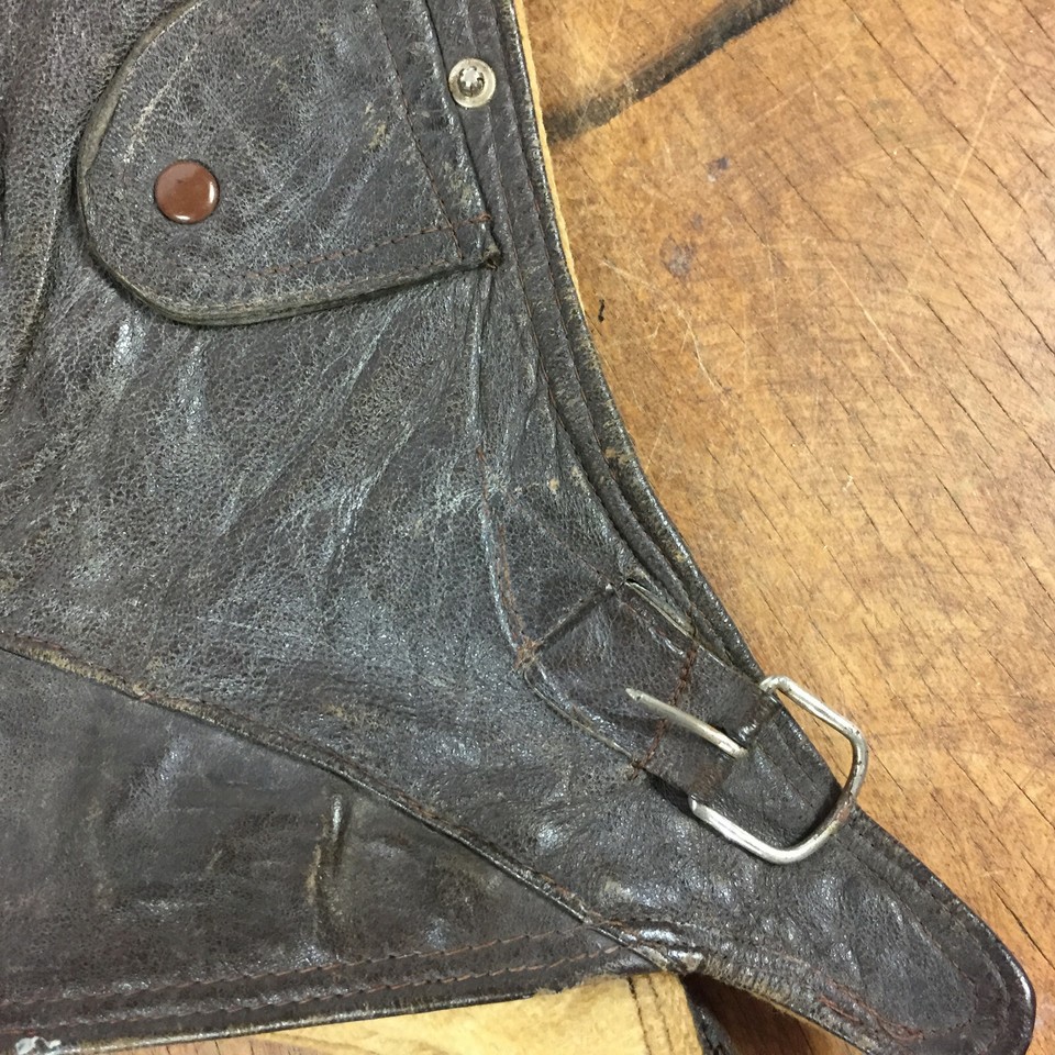 Vintage WWII Leather Aviator Pilots Skull Cap Helmet Army Air Force ...