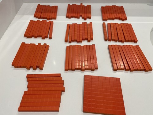 Base 10 Blocks 100 Ten Sticks & One 100 Flat Orange Plastic Math ...