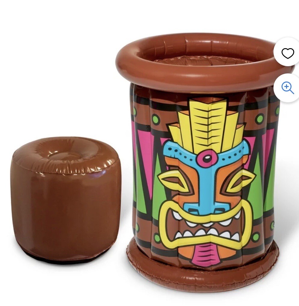 Play Day Inflatable Party Cooler Float 3ft Tiki Face Beverage Pool Bar ...