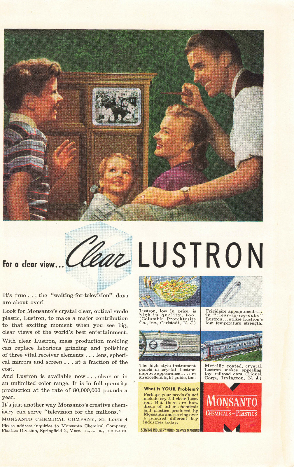 Monsanto Chemicals & Plastics Clear Lustron Vintage Print Ad | eBay