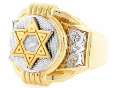 10k or 14k Two Tone Gold Religious Star of David Mens Ring | eBay