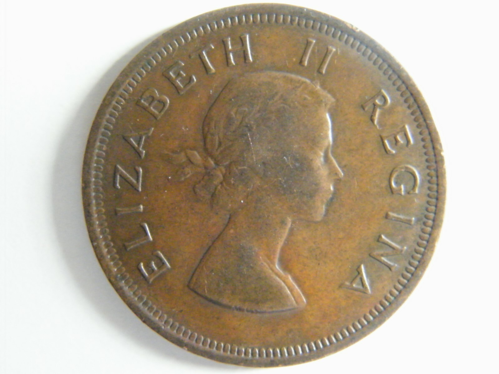 Moneda Coin Sudafrica 1 penique 1955 Elizabeth Regina II | eBay