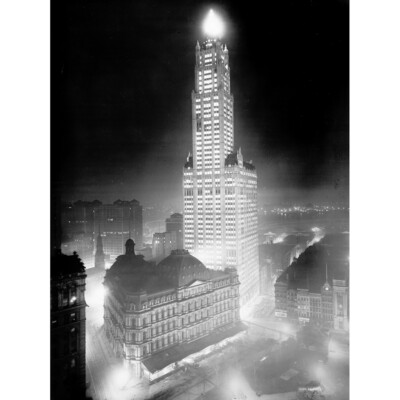 New York Woolworth Building At Night Vintage Photo Canvas Wall Art ...