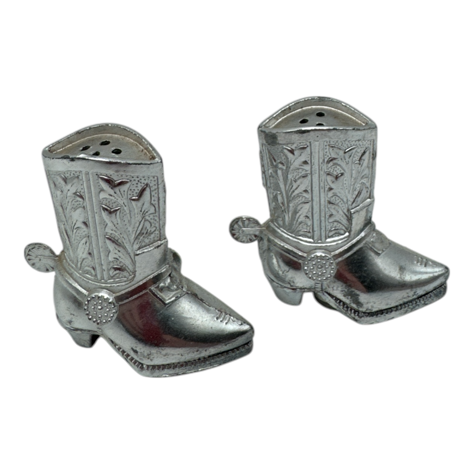 Vintage Tiny Metal Cowboy Boot Salt And Pepper Shakers Nassau ...