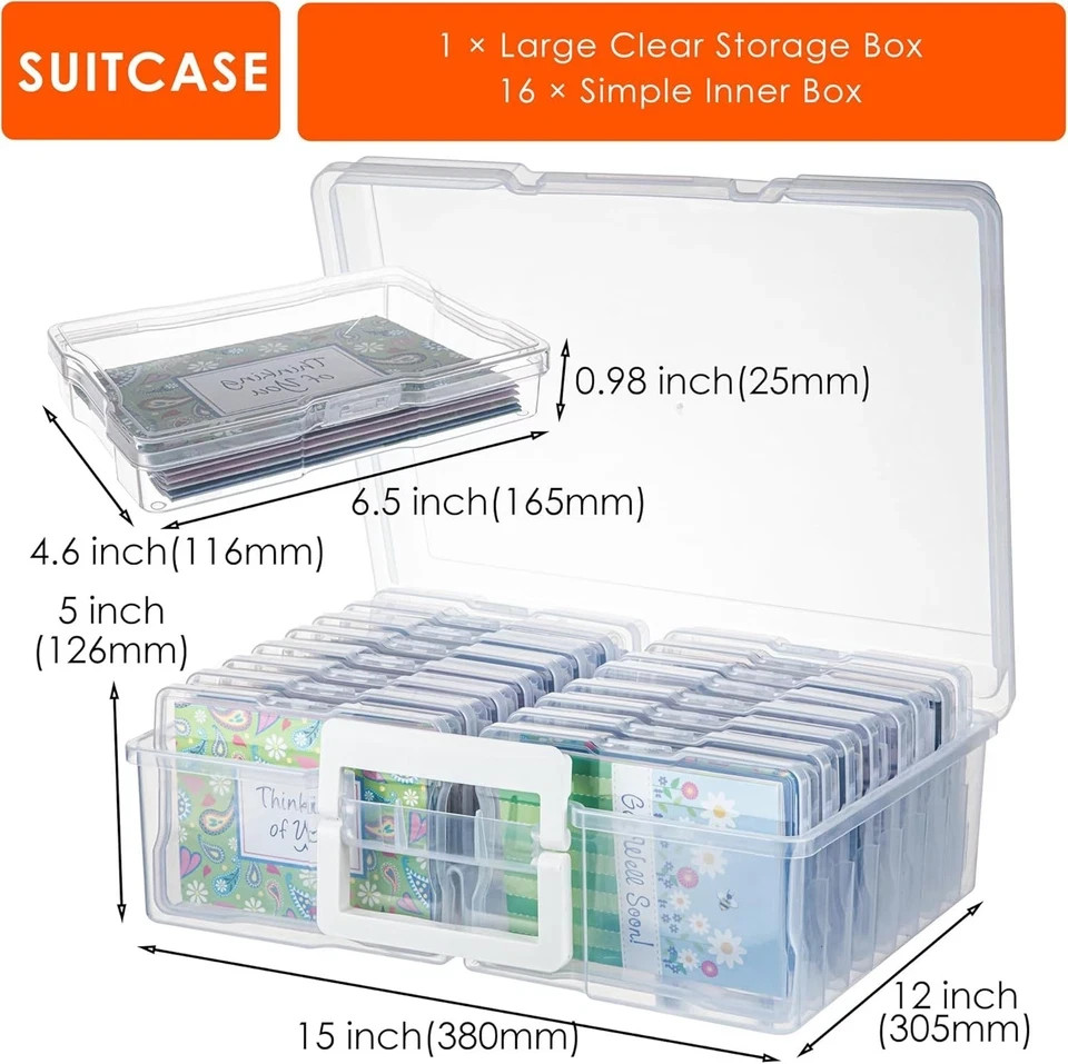 Plastic Clear Photo Storage Box Picture Storage Containers With Handle ...