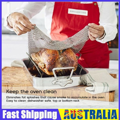 Stainless Steel Chainmail Cover Skillet Scrubber Cast Iron Oven ...