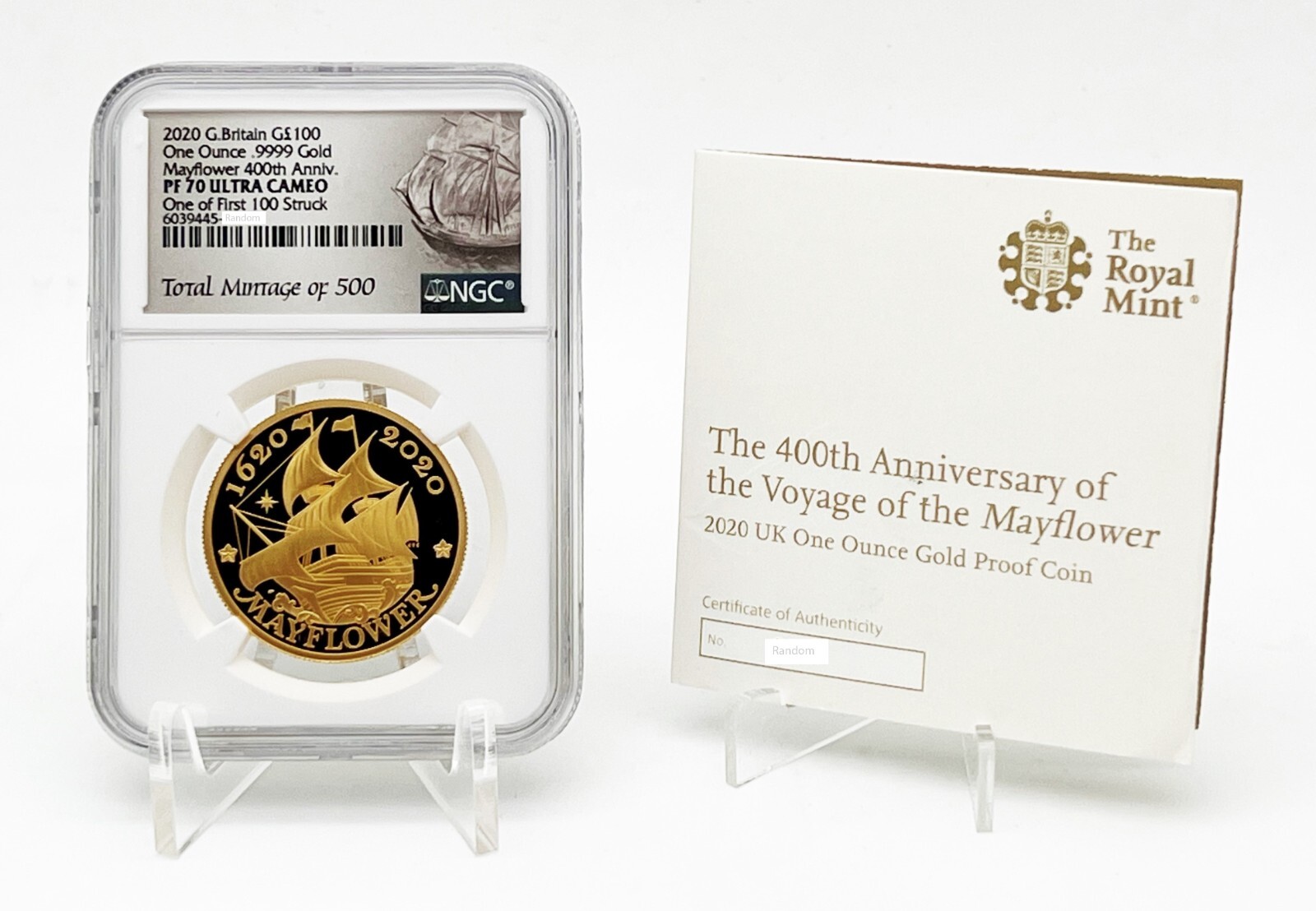 Great Britain UK 2020 £100 Mayflower 400th Anniversary 1 oz Gold Coin ...