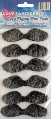GREY OLD MAN MOUSTACHE AVIATOR FLYING TASH FANCY DRESS COSTUME ...
