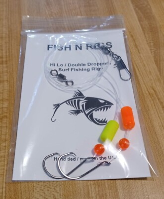 6 HI LO FISHING RIGS 1/0 HOOK 30lb POMPANO WHITING DRUM FLOUNDER Snook ...