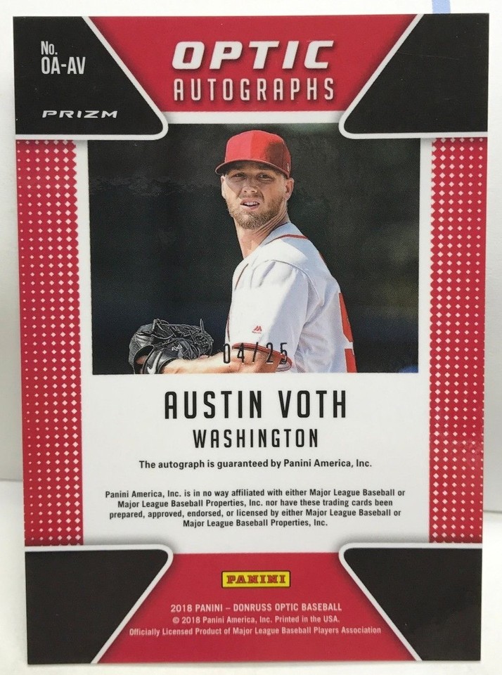 Austin Voth 2018 Donruss Optic RED Prizm Autograph Auto #'d 4/25 ...