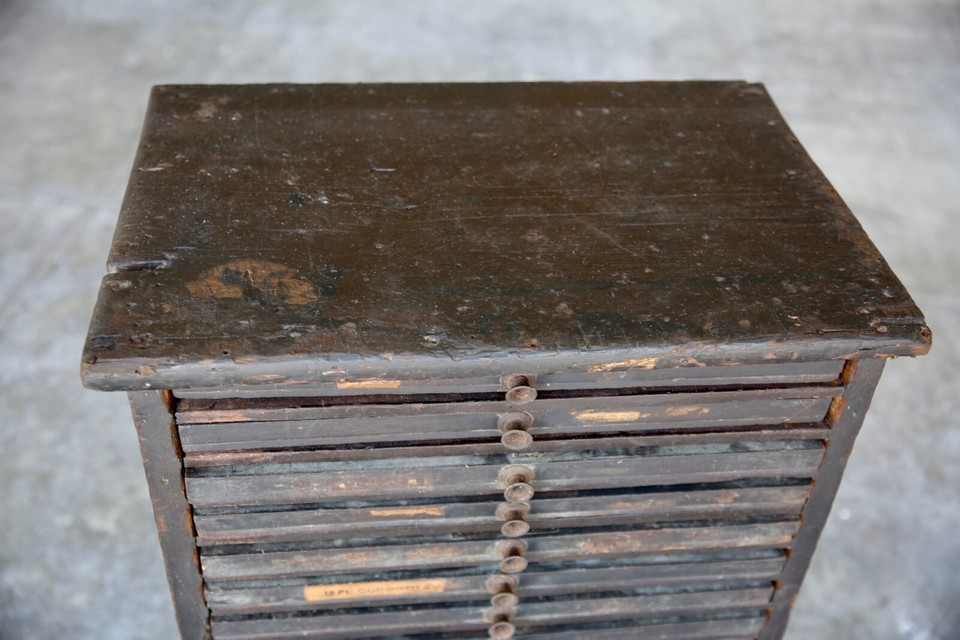 Antique Apothecary typeset Cabinet Letterpress wood drawer vintage ...