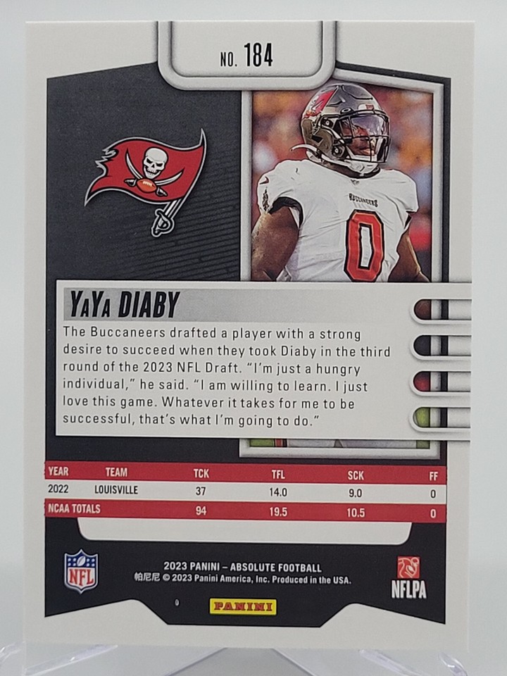 2023 PANINI ABSOLUTE YAYA DIABY BASE ROOKIE FOOTBALL CARD BUCCANEERS ...