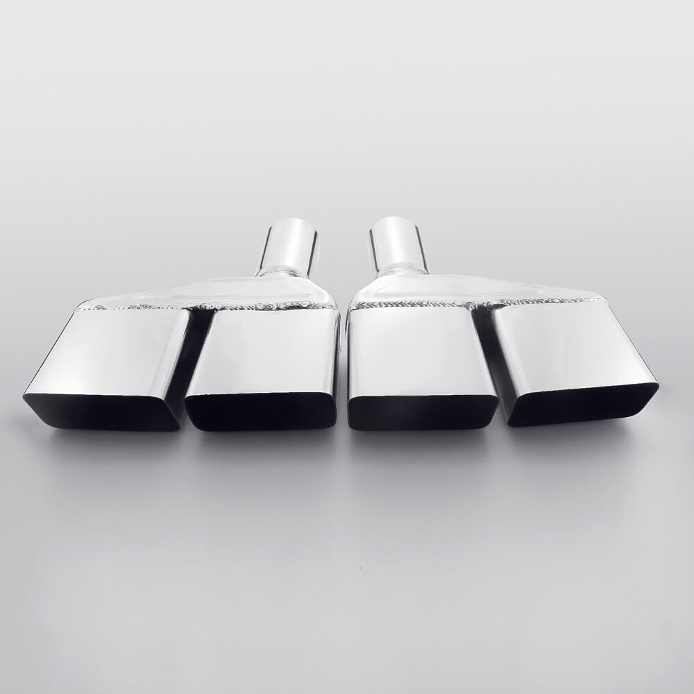 Quad Exhaust Tips Dual Square Angle Cut 2" Inlet 11" Long 304 Stainless ...