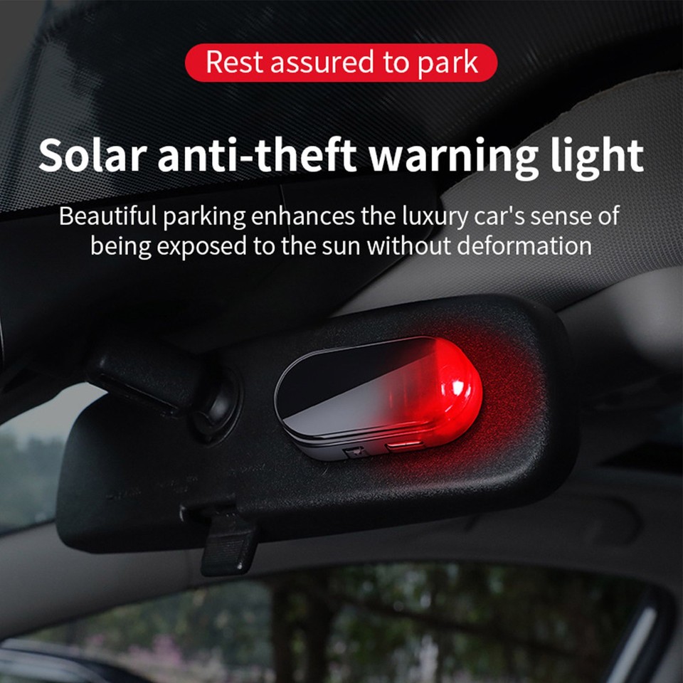 2× Car Alarm Warning Solar Flash LED Light Fake Security System Anti ...