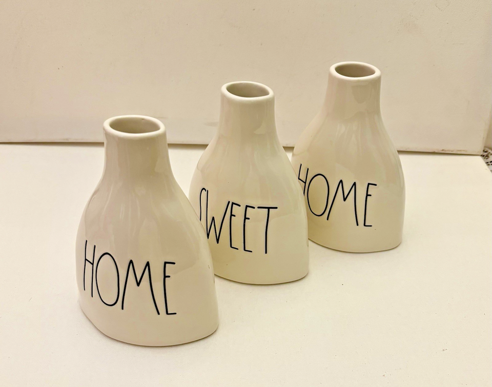 Rae Dunn 3-Piece Home Sweet Home Ceramic Bud Flower Vase Set Farmhouse ...
